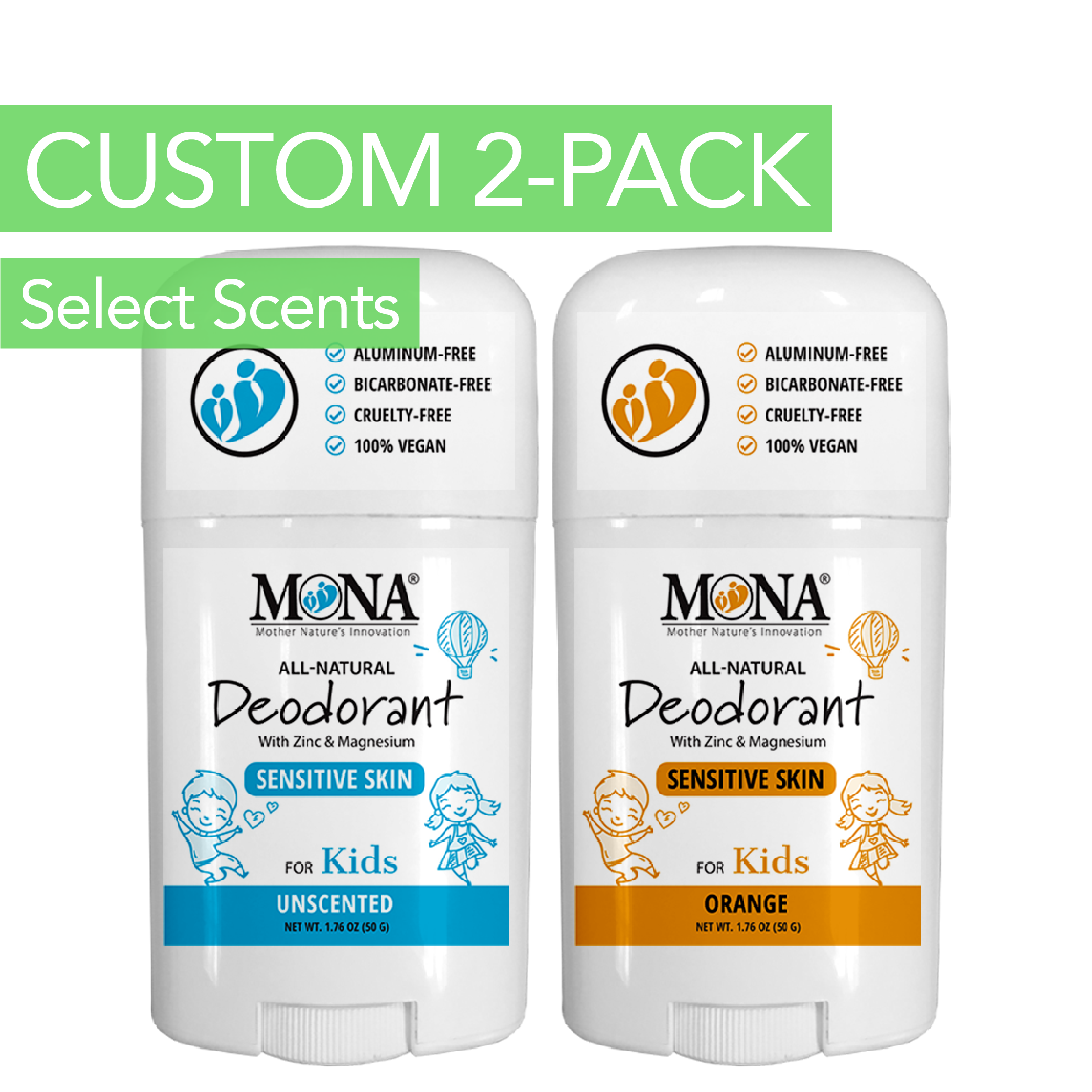 CUSTOM 2-Pack | All Natural Kids Deodorant for Boys and Girls – MONA BRANDS